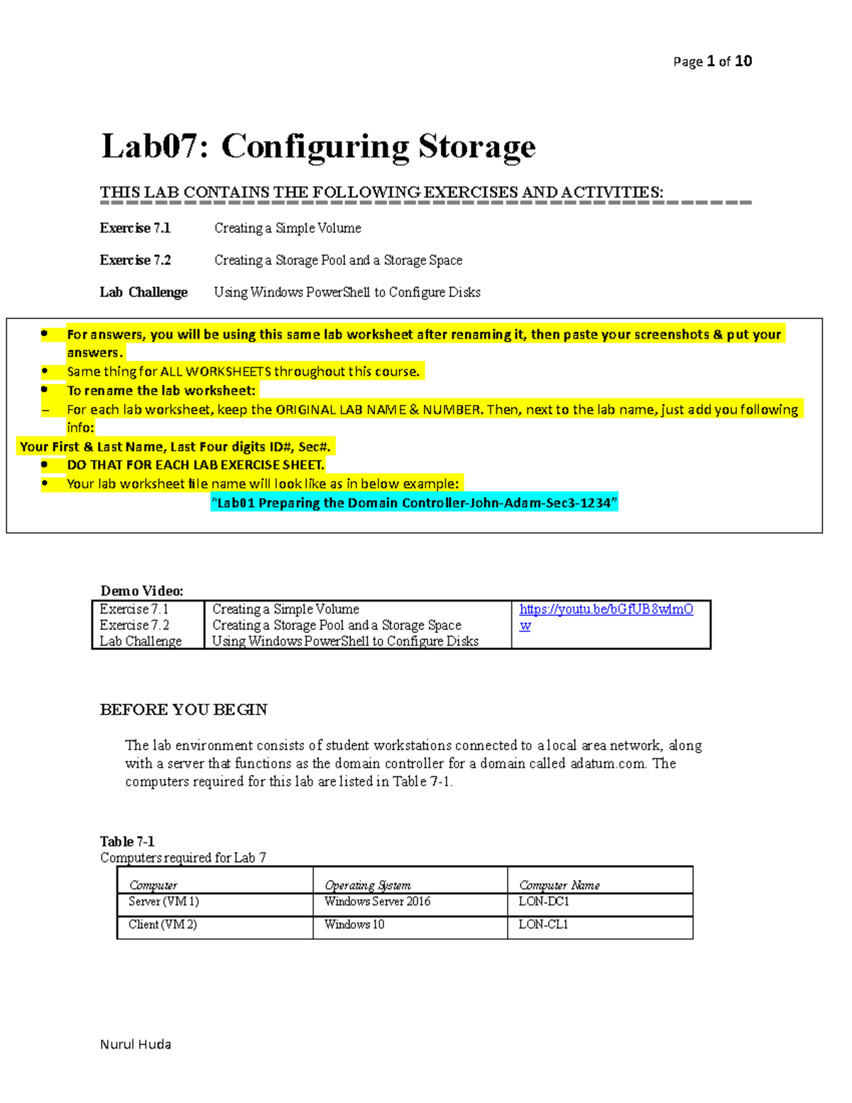 Lab07 Configuring Storage - Lab07: Configuring Storage THIS LAB ...