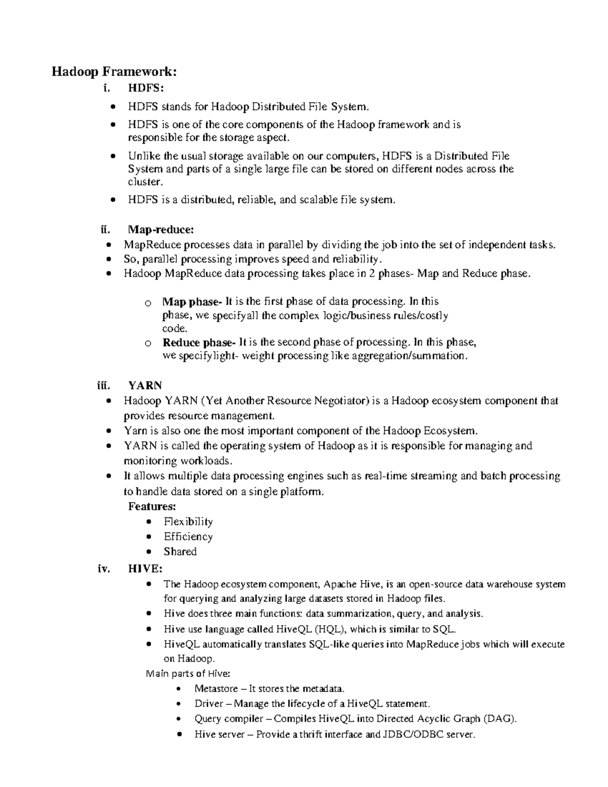 Hadoop Framework Big Data Hadoop Framework I Hdfs • Hdfs Stands For Hadoop Distributed