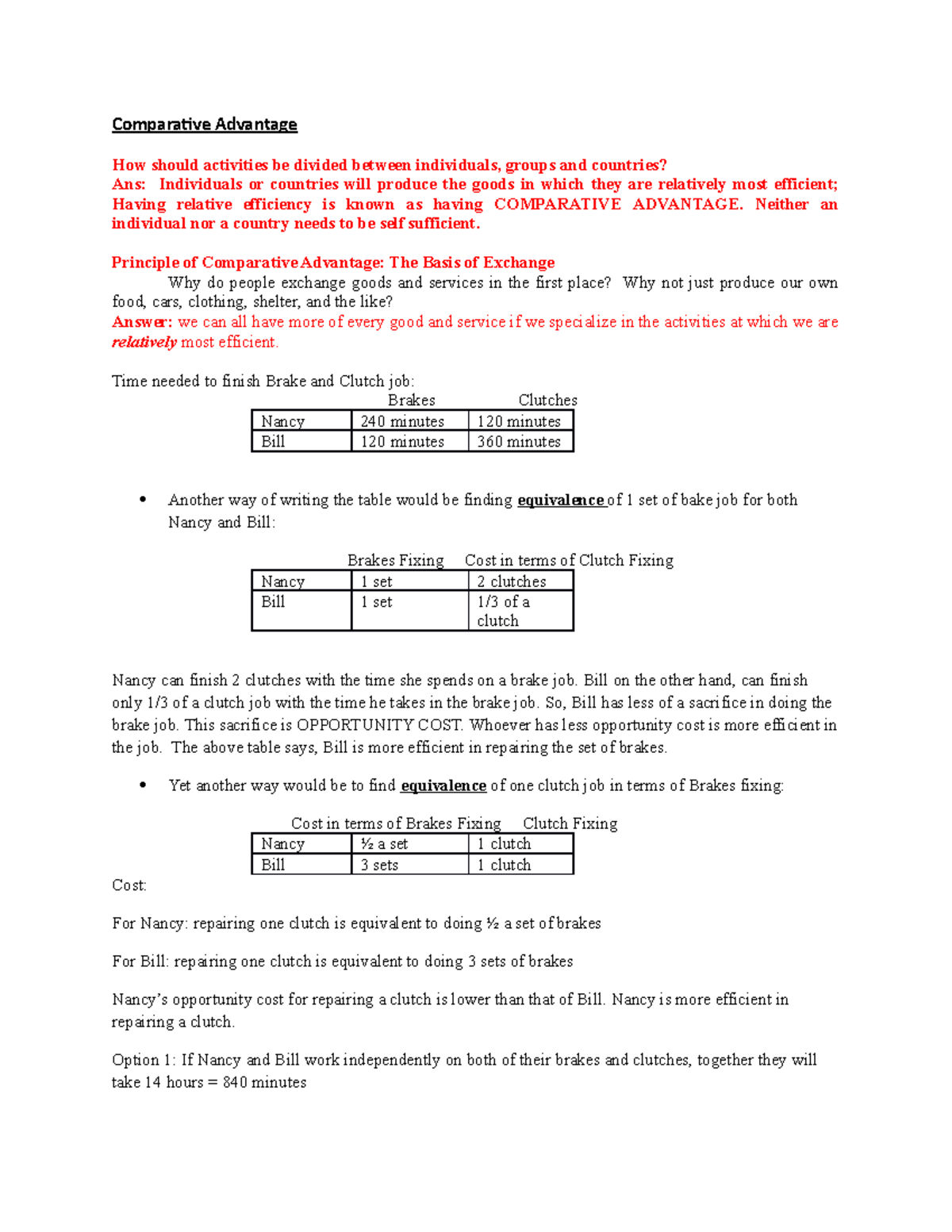 Basic Principles for econ 102 - Comparative Advantage How should ...
