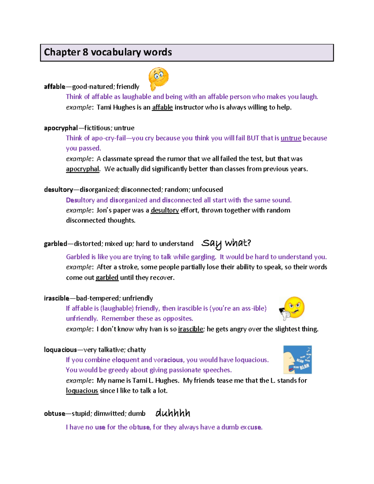 Vocabulary chapters 8 10 learn - Chapter 8 vocabulary words affable ...