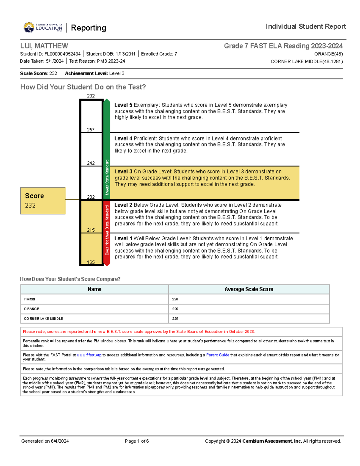 Grade 7 FAST ELA Reading - LUI, MATTHEW Grade 7 FAST ELA Reading 2023 ...