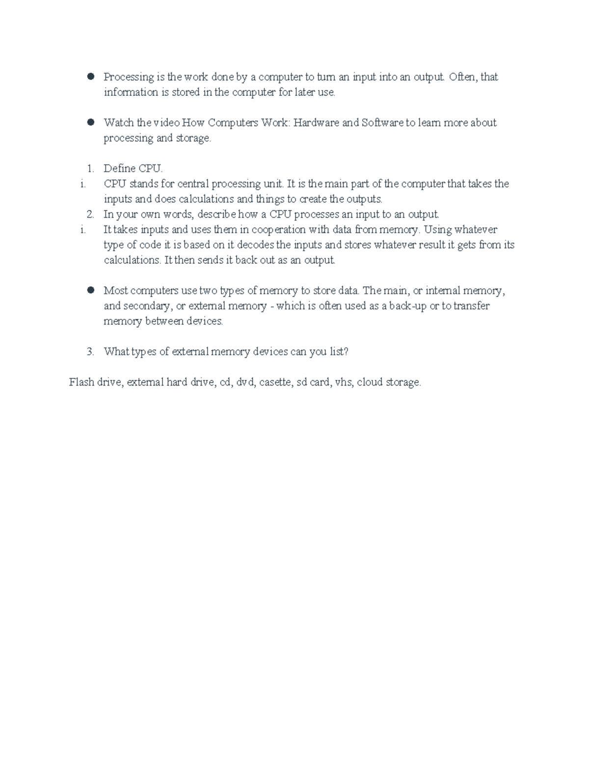 3.2.2 worksheet - Summary Intro To Computer Science - Processing is the ...