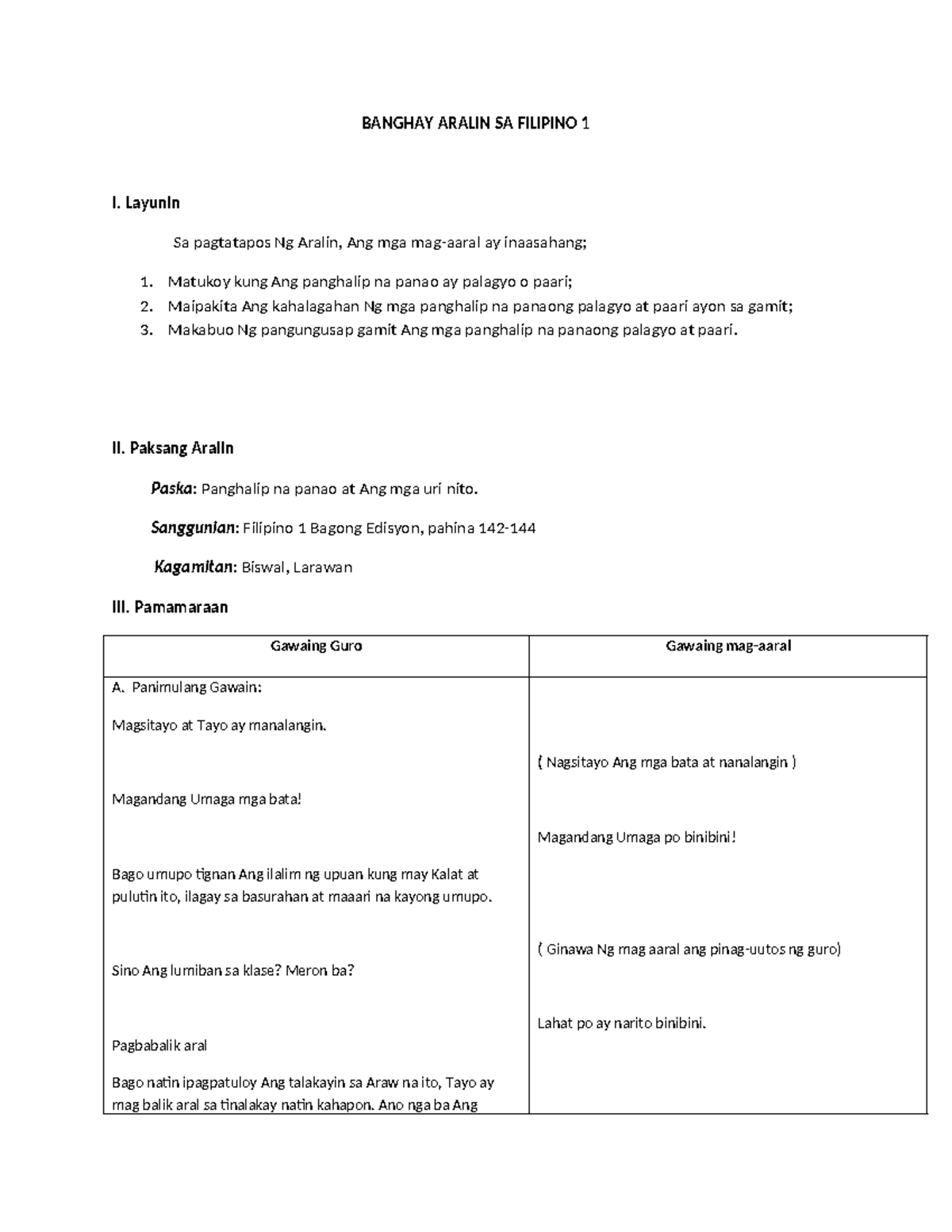 Lp filipino 1 - it well help you. - BANGHAY ARALIN SA FILIPINO 1 I ...