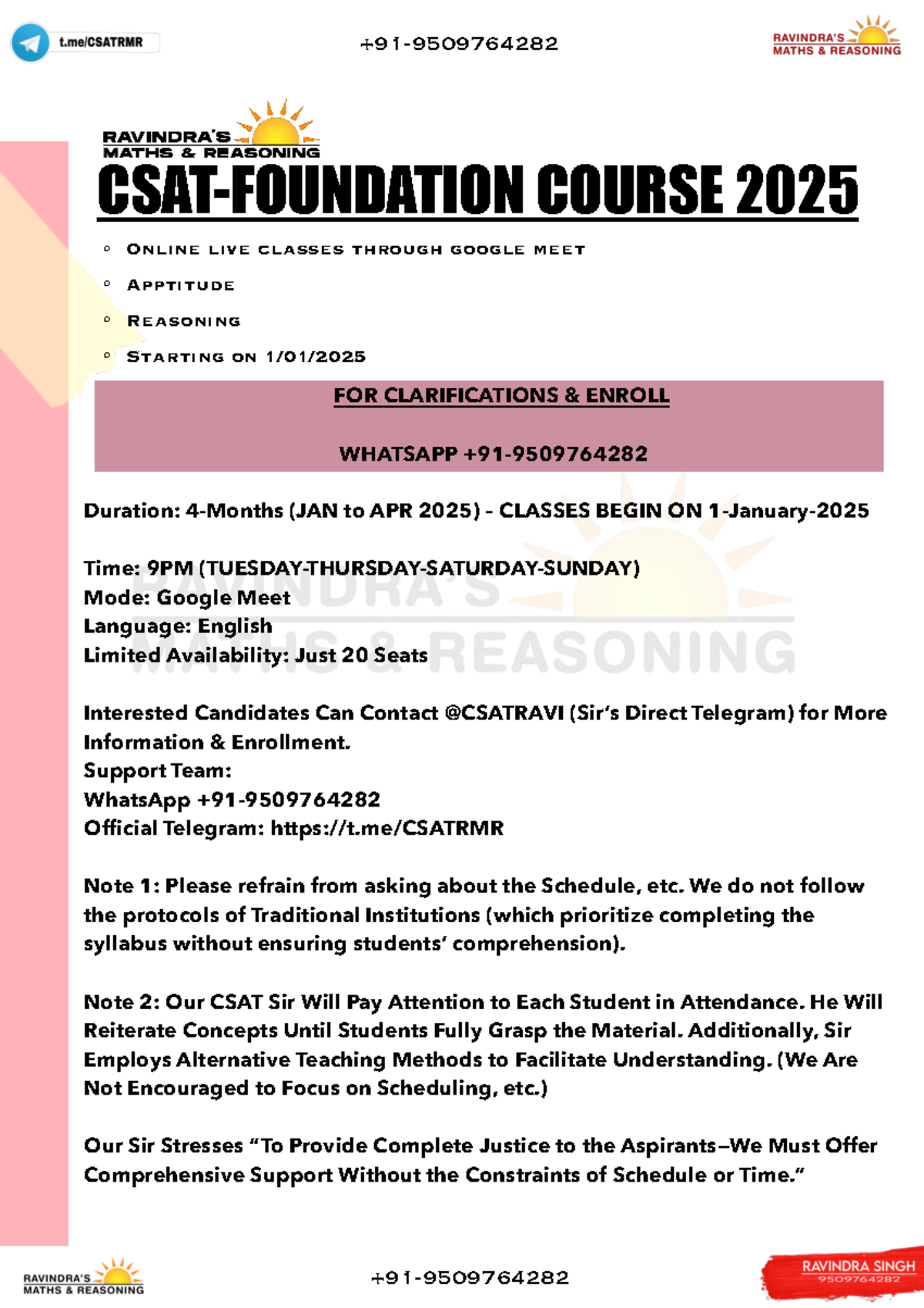 CSAT Foundation Course 2025 Details - Duration: 4-Months (JAN to APR ...