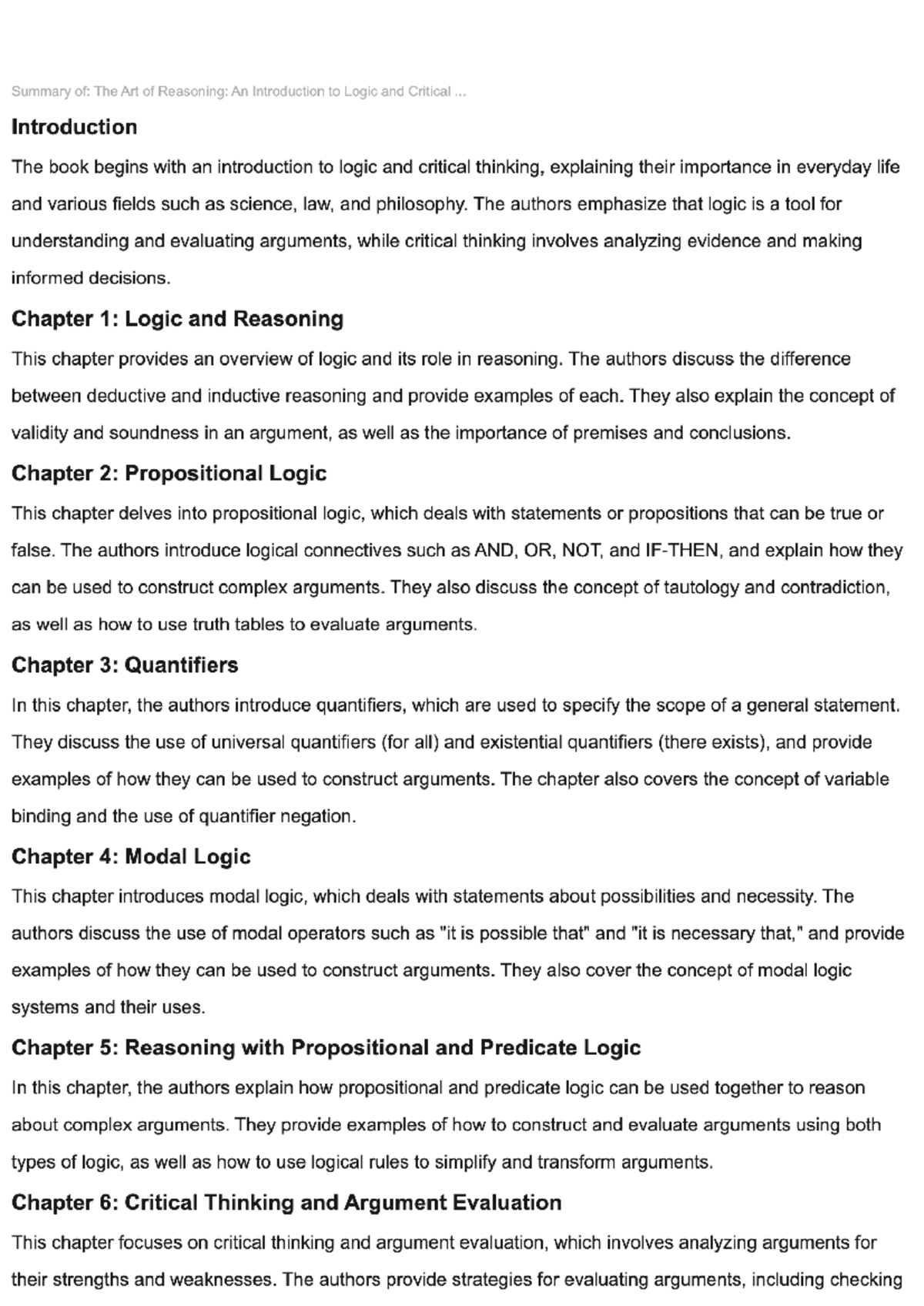 The Art of Reasoning An Introduction to Logic and Critical - The ...