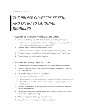 The Prince-chapters 2-8 - January 31st-February 2nd, 2023 THE PRINCE ...