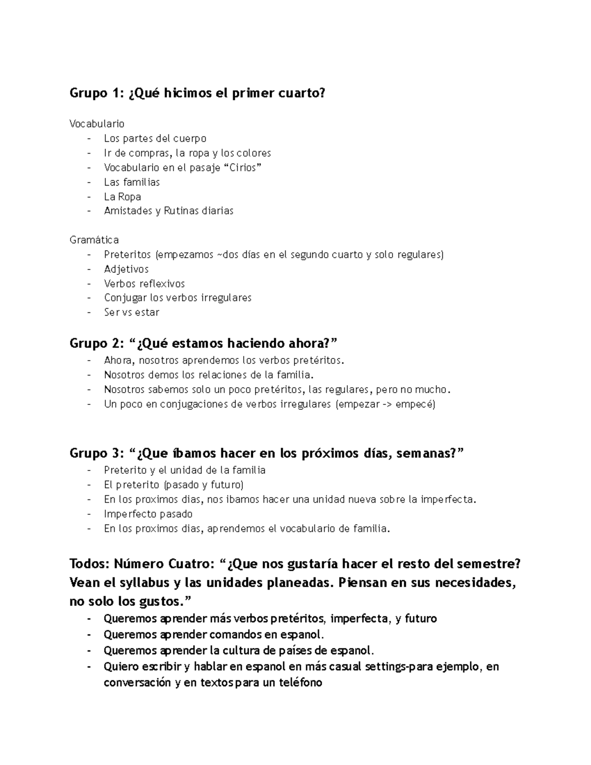 Spanish 2 Reflection - Course outline, and what the quizzes and final ...