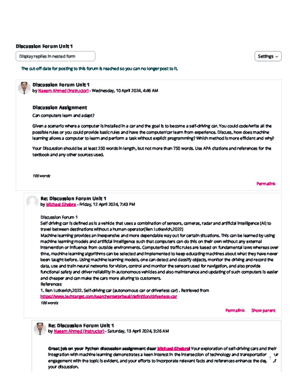 CS 4408 Discussion Forum Unit1 Part1 Artificial Intelligence ...