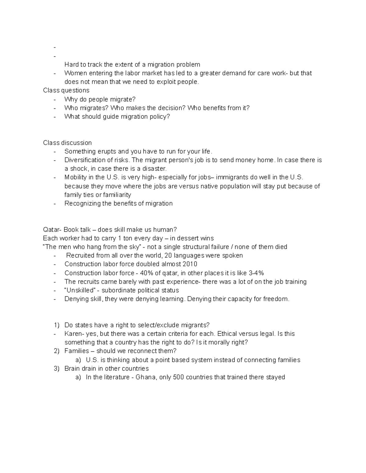 Notes - Hard to track the extent of a migration problem Women entering ...