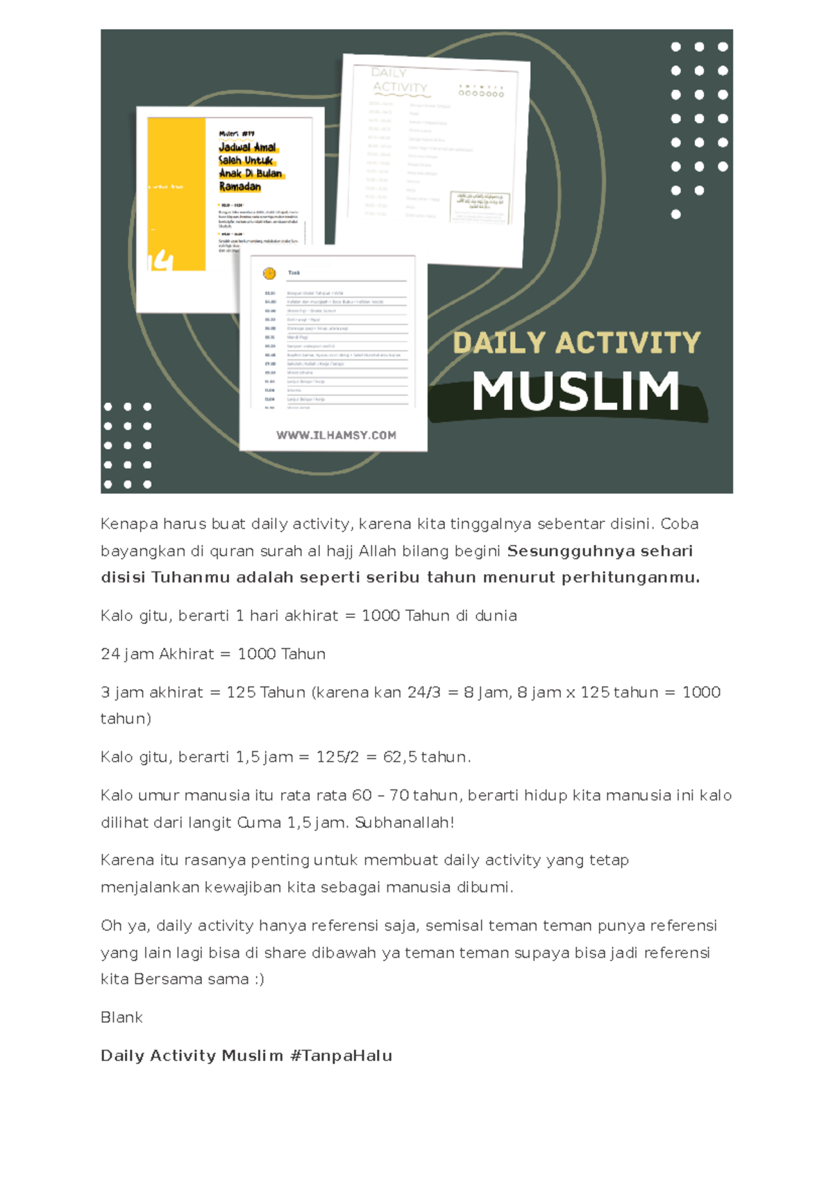 Daily activity muslim - Kenapa harus buat daily activity, karena kita ...