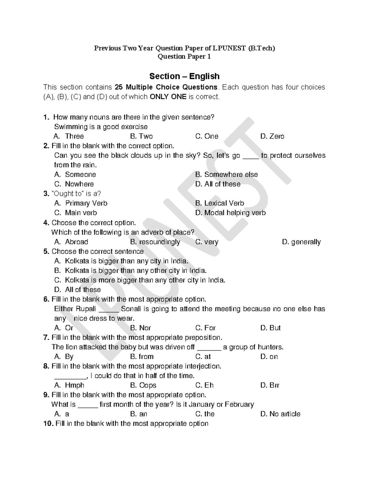Previous 2 year Question Paper - Previous Two Year Question Paper of ...