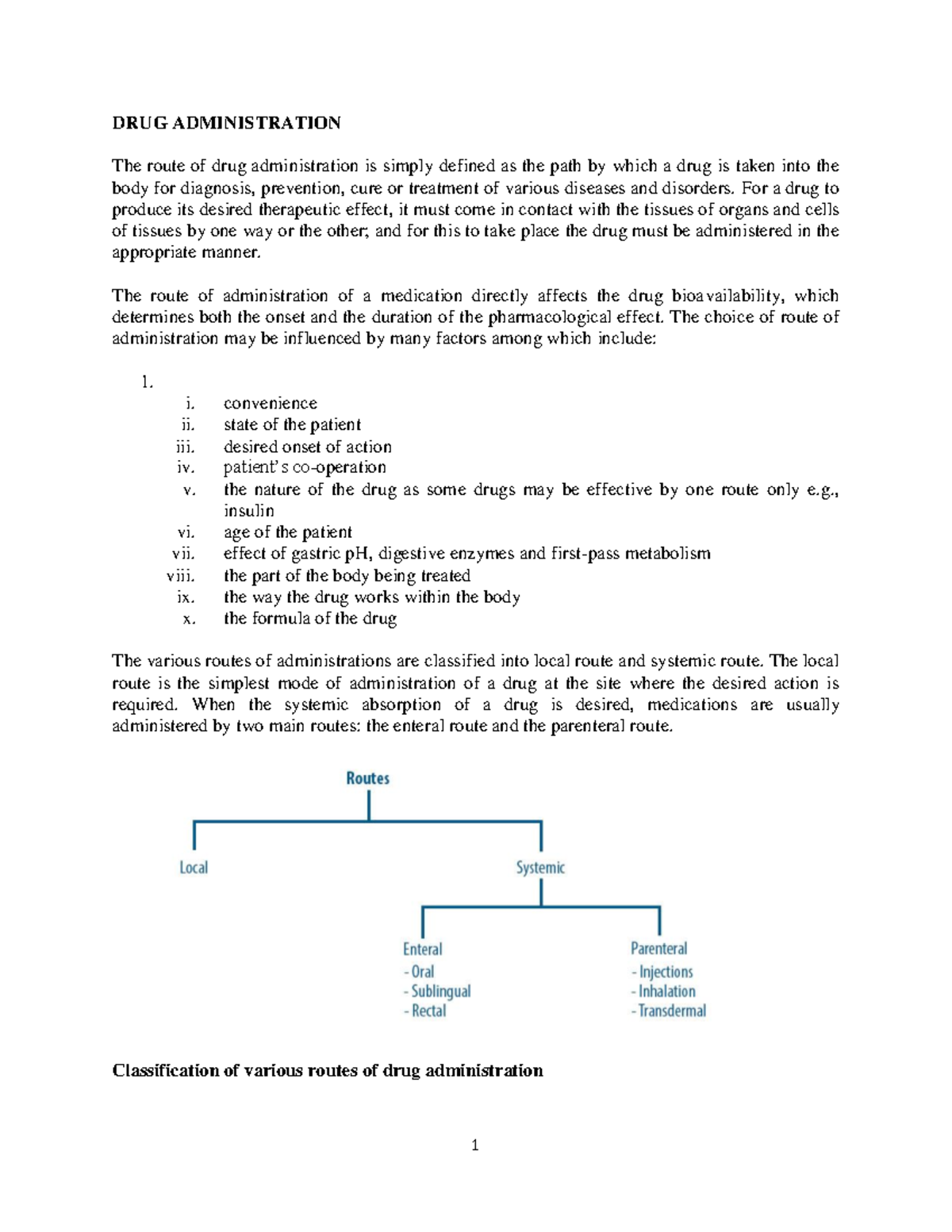 Drug administration - Additional research notes for more study - DRUG ...