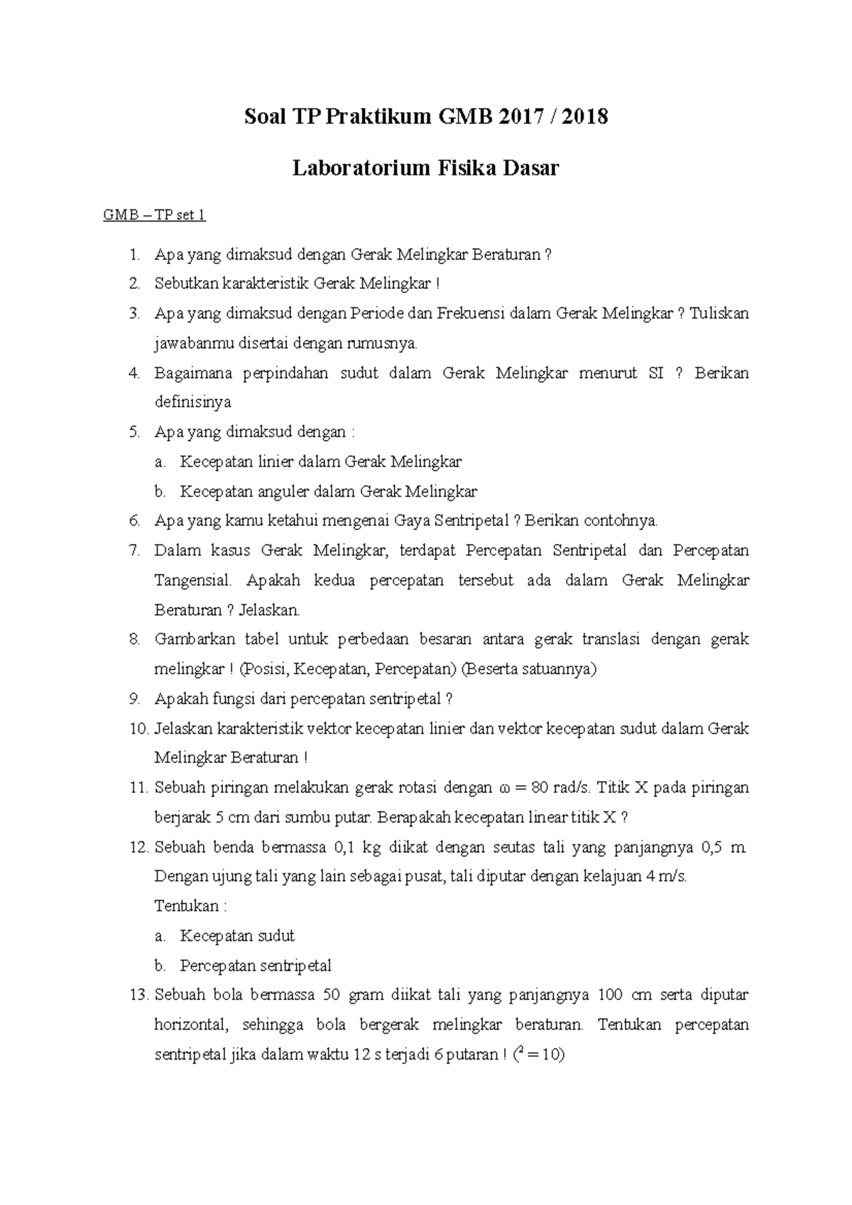 TP GMB 1 - Practice task about Basic Physics - Soal TP Praktikum GMB 2017 / 2018 Laboratorium ...