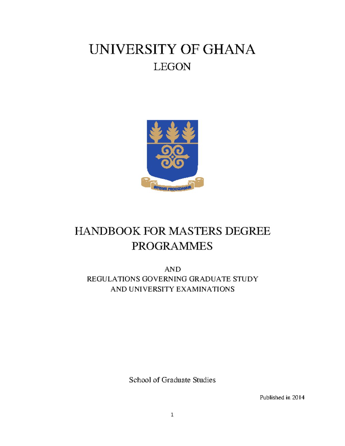 Masters Handbook UG - HELLO - UNIVERSITY OF GHANA LEGON HANDBOOK FOR ...
