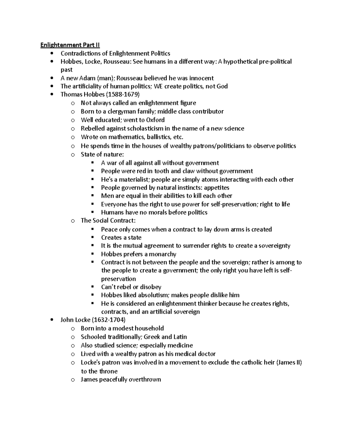 Lecture notes, lecture 14 - Enlightenment Part II - Enlightenment Part ...