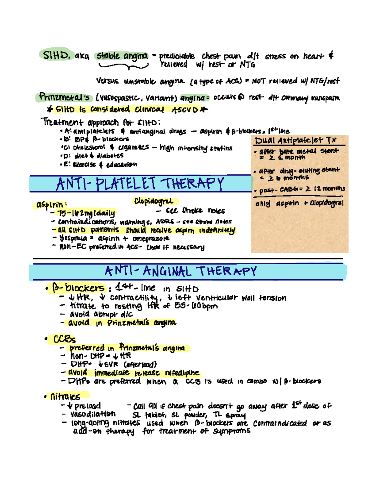 29 - Stable Ischemic Heart Disease - My Notes - SIHD aka stableangina ...