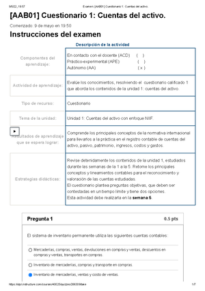 Cuestionario 2 Cuentas del pasivo y patrimonio - [AAB01] Cuestionario 2 ...