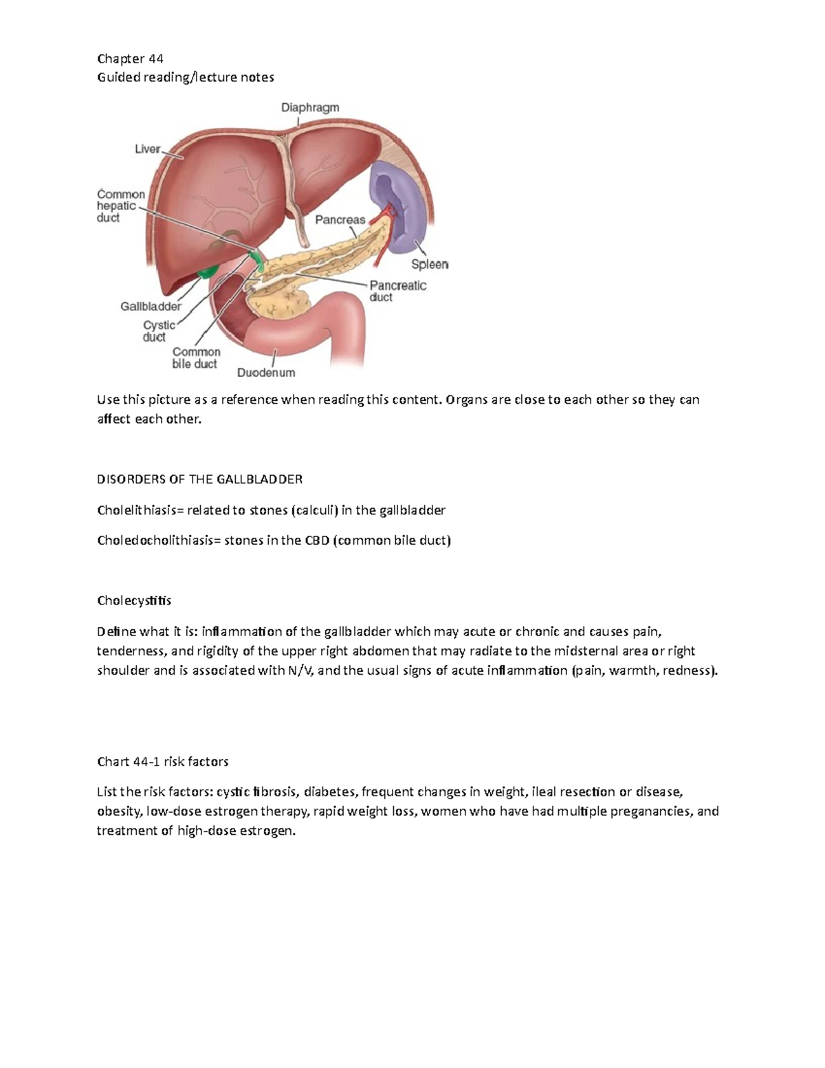 Chapter 44 (Biliary and Pancreas) reading notes - Guided reading ...
