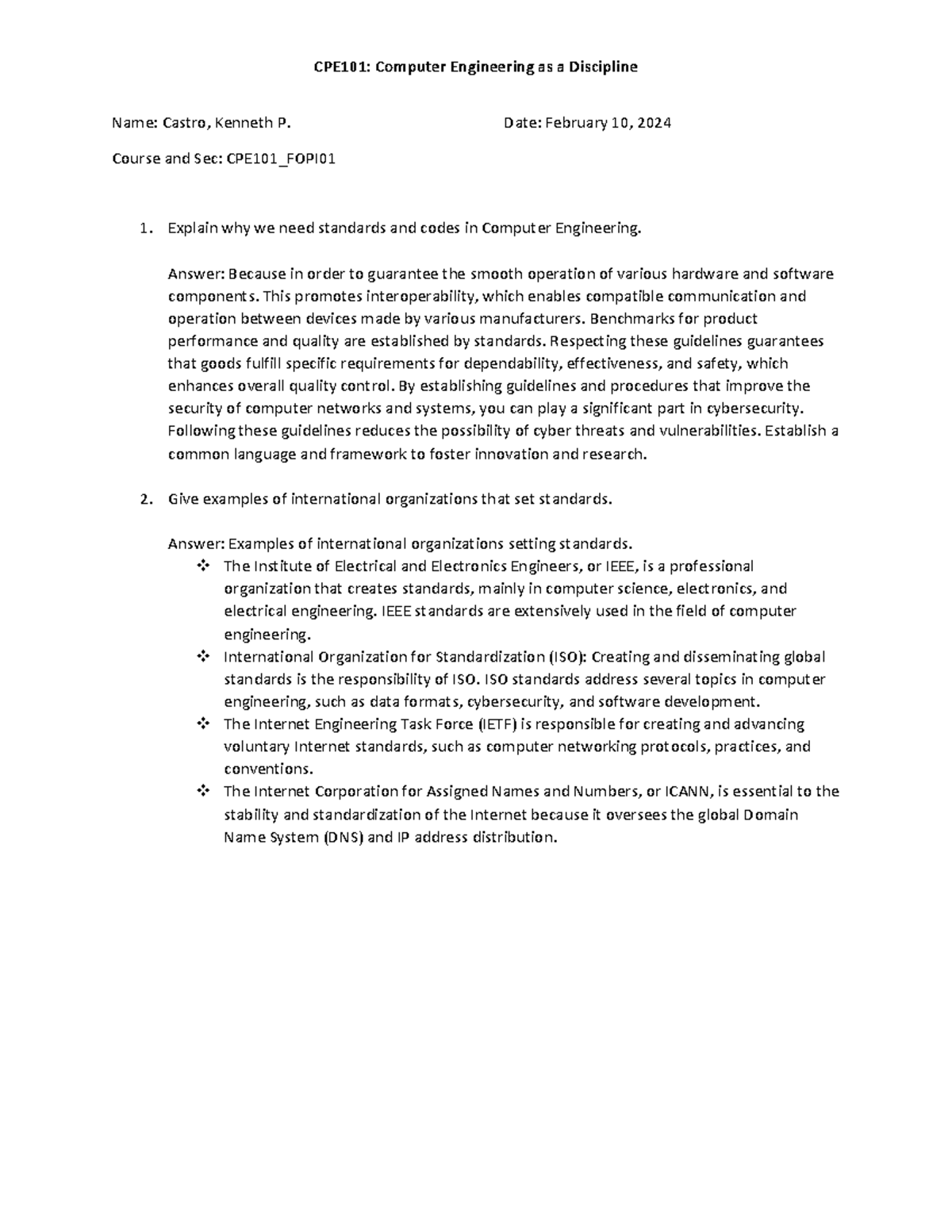 writeup castro12 - CPE101: Computer Engineering as a Discipline Name ...