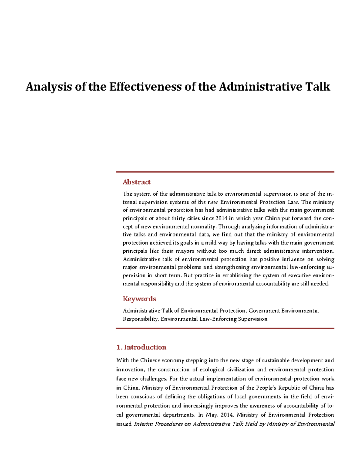 Analysis of the Effectiveness of the Administrative Talk - Analysis of ...