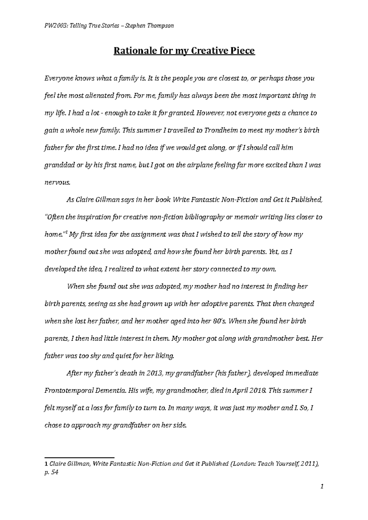 Rationale - 2.1 - Rationale for my Creative Piece Everyone knows what a ...