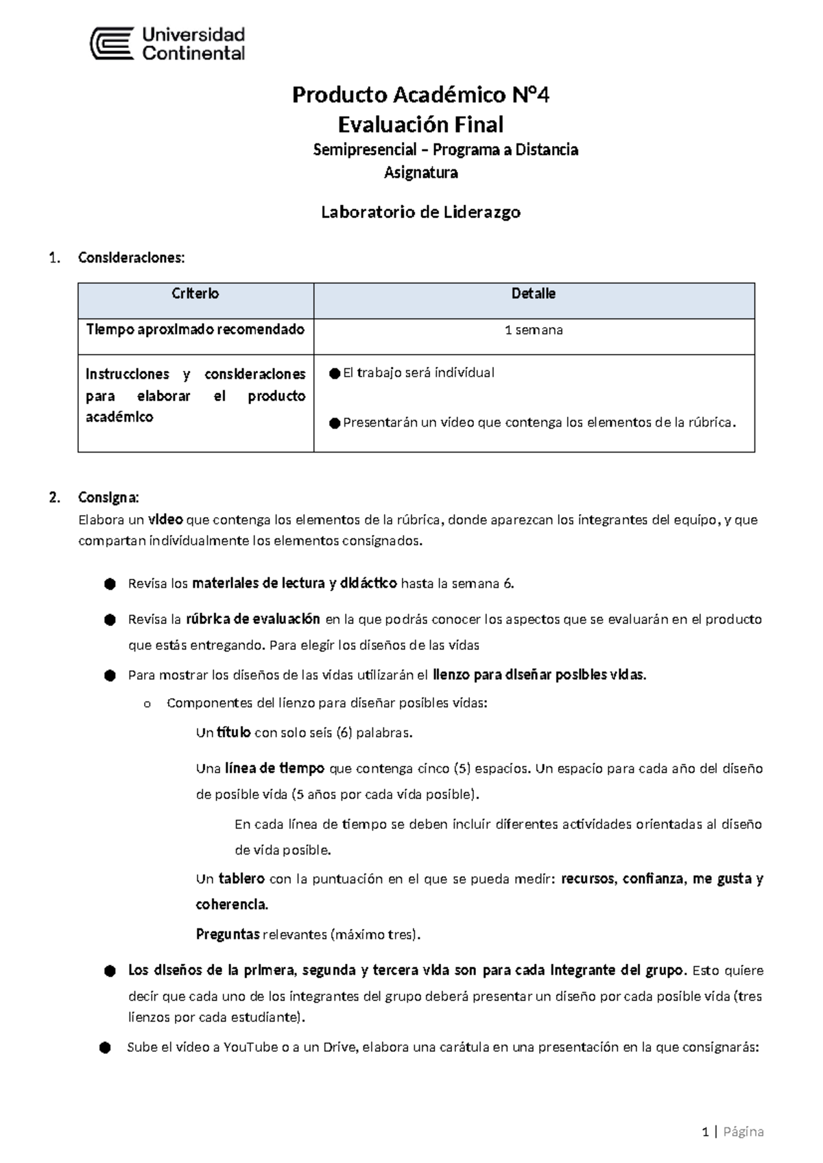 PA 4 - EV Final - Laboratorio de Liderazgo Rúbrica (1) (5) - Producto Académico N° Evaluación ...