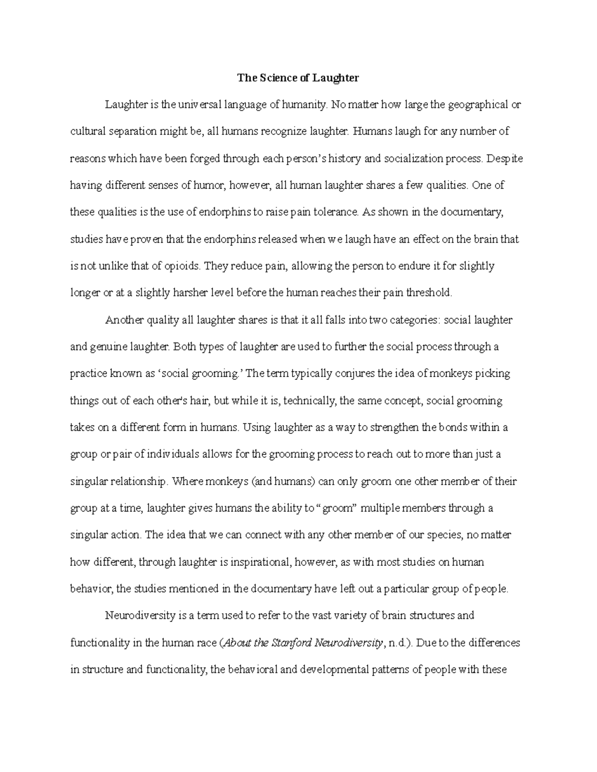 The Science of Laughter Reflection - The Science of Laughter Laughter ...