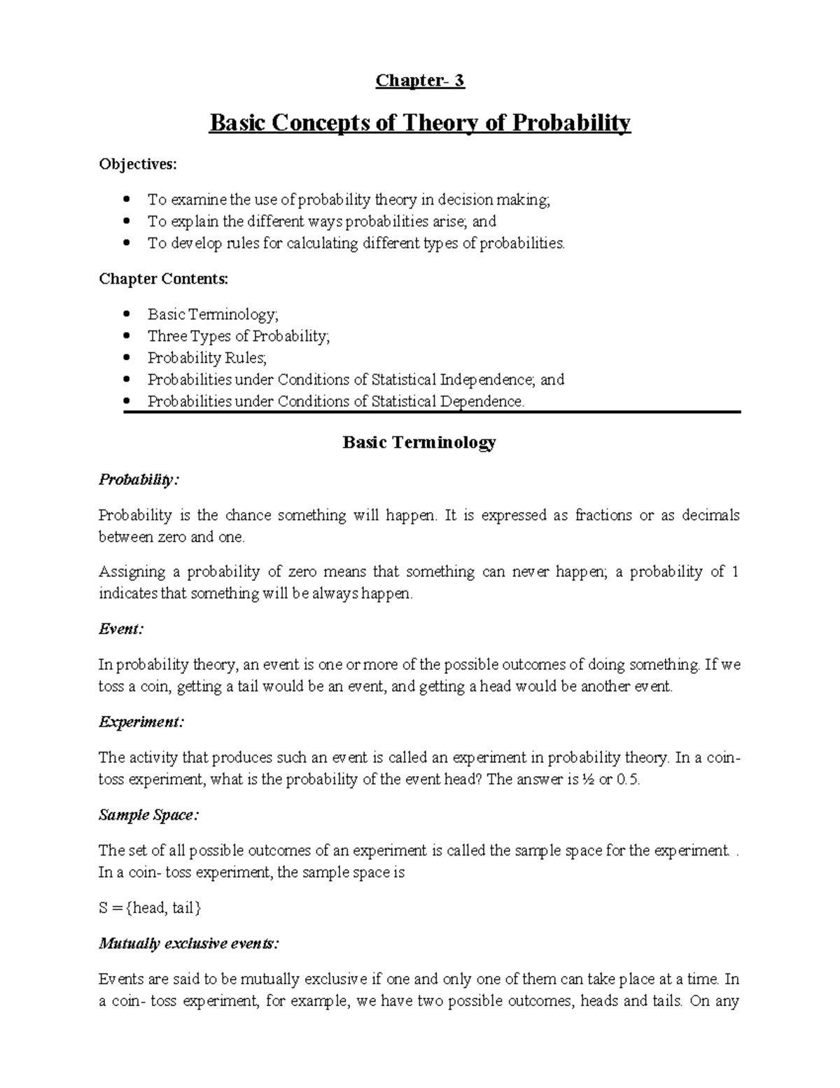 Chapter-3 basic probability theory - Chapter- 3 Basic Concepts of ...