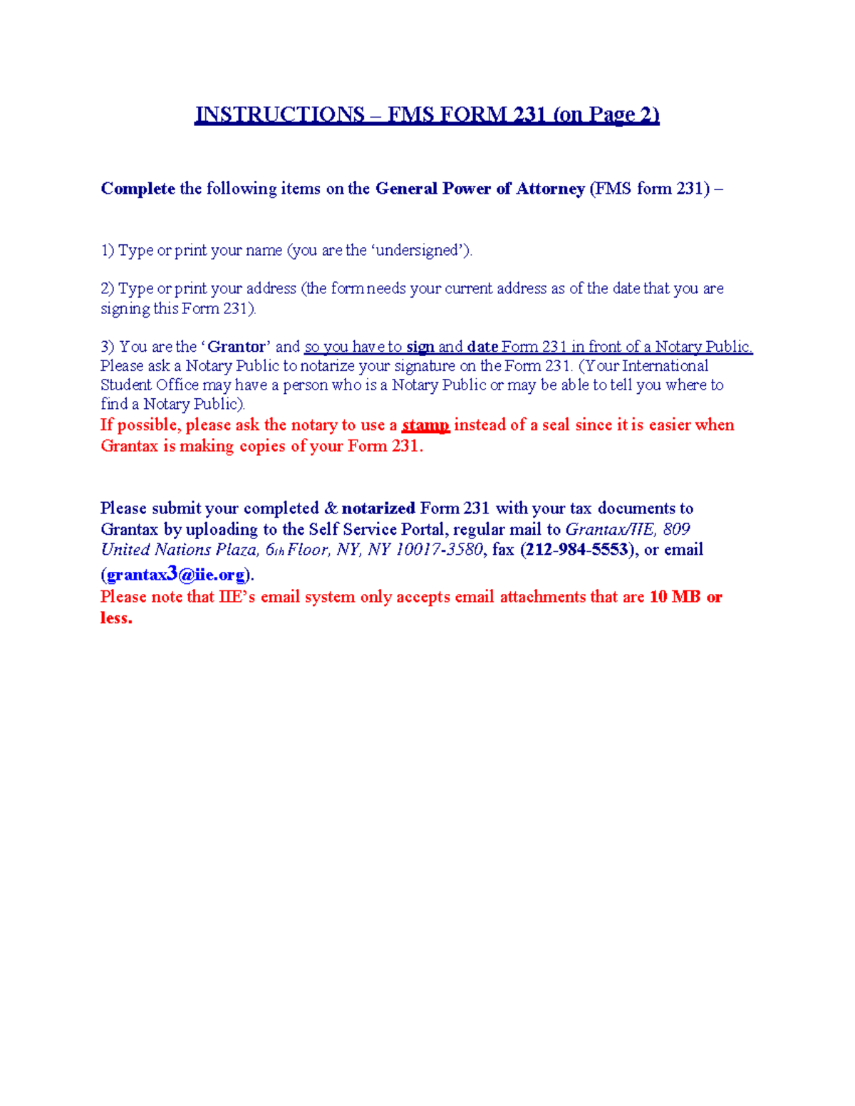 Instructions fms form 231 on page 2 - INSTRUCTIONS – FMS FORM 231 (on ...