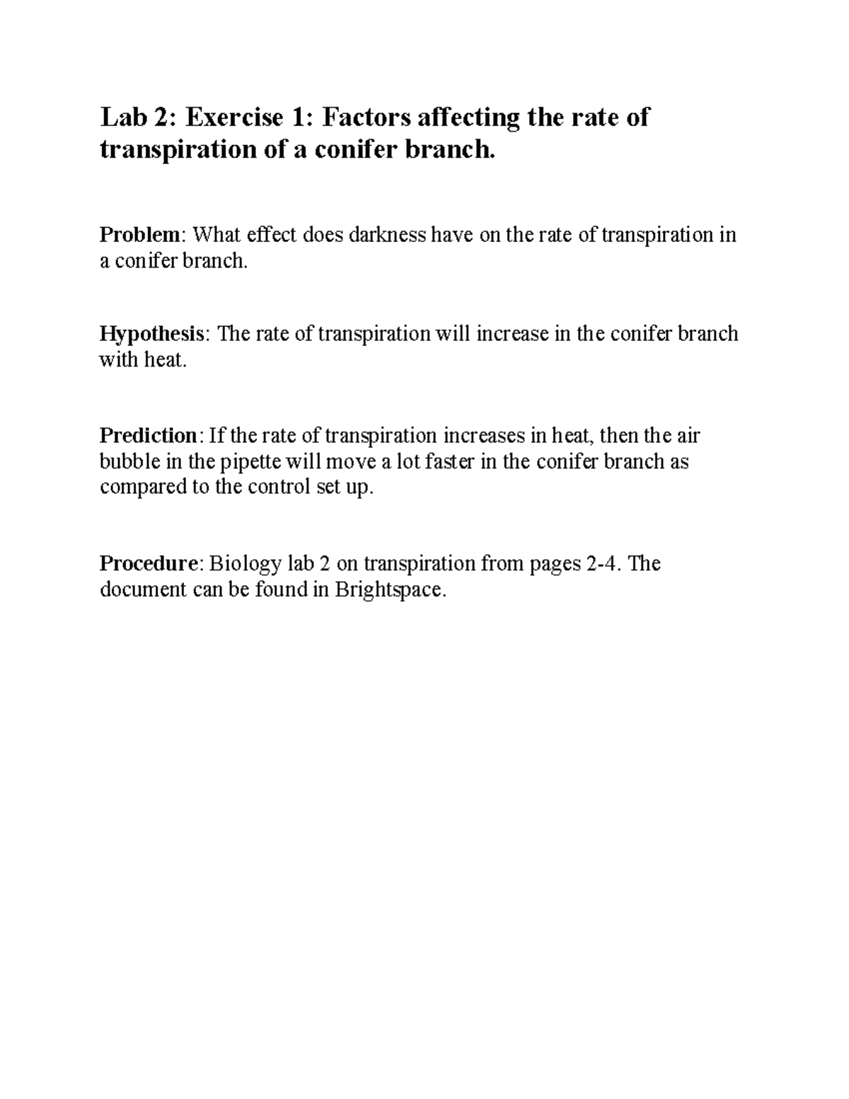 Lab 2 Report - results of an experiment to determine the rate of ...