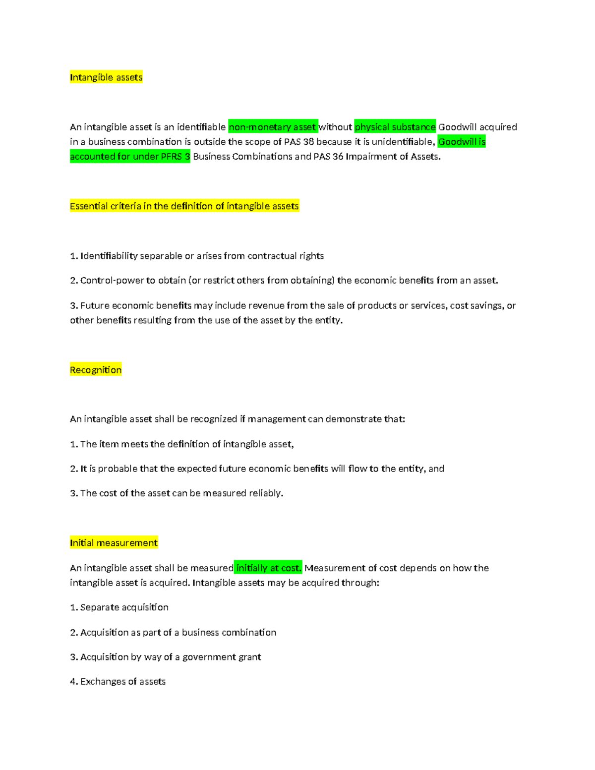 Accounting for intangible and other asset - Intangible assets An ...