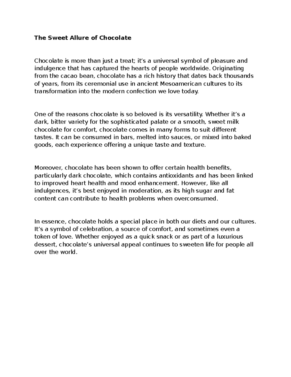 Chocolate - The Sweet Allure of Chocolate Chocolate is more than just a ...