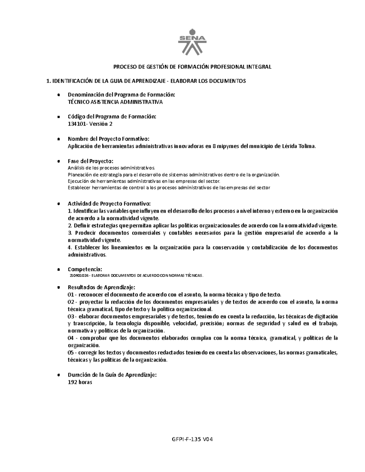 Guia elaborar documentos - PROCESO DE GESTIÓN DE FORMACIÓN PROFESIONAL ...