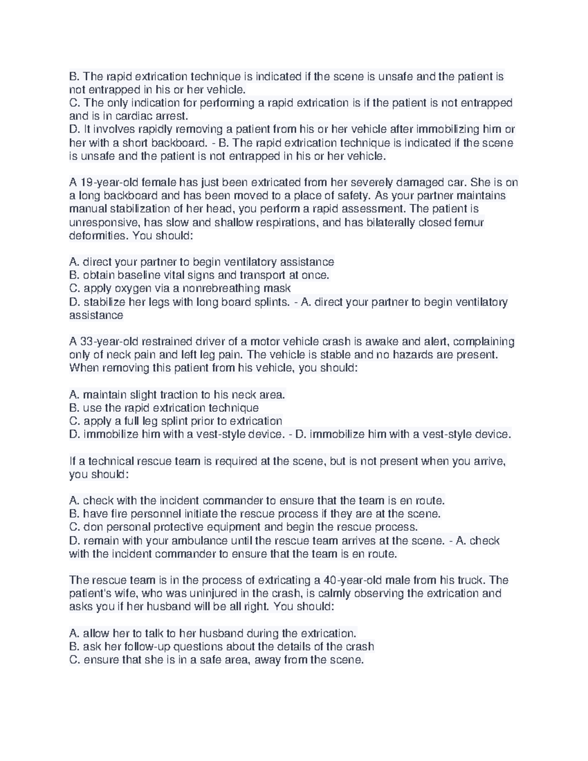 Logos-103 - Health Proctored Final Exam - B. The rapid extrication ...