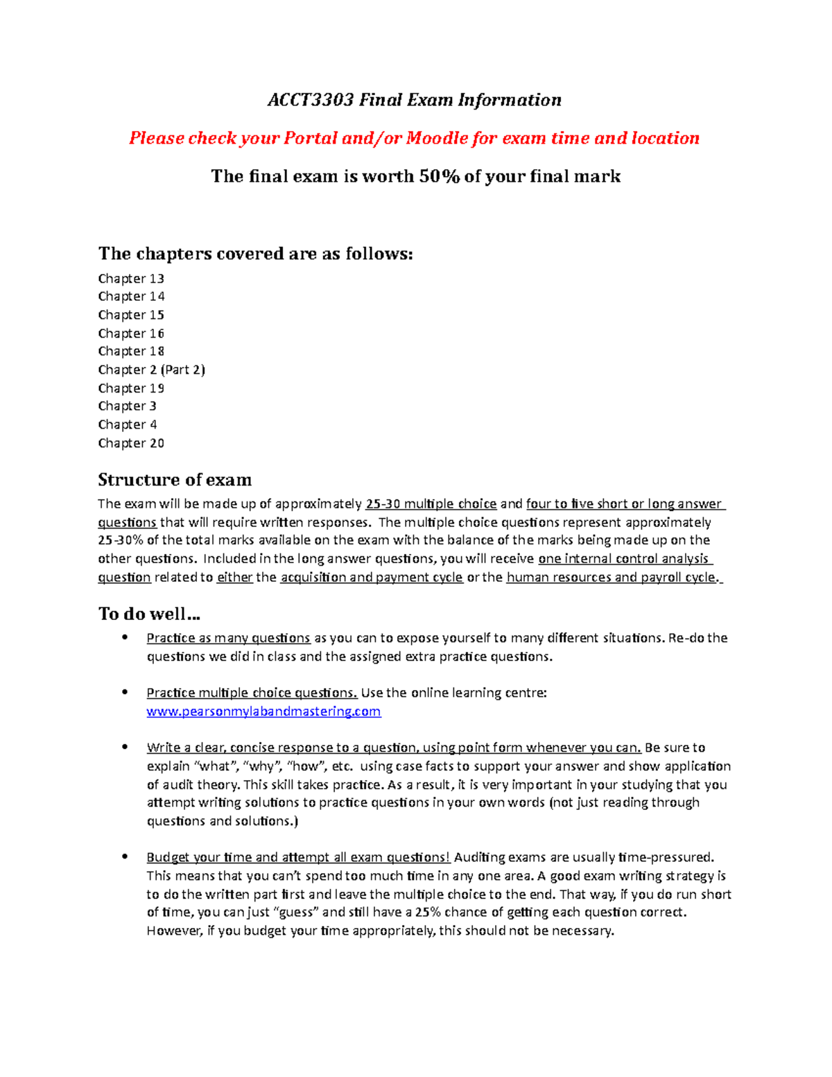 ACCT3303 - Final Exam Info (2017-18) - ACCT3303 Final Exam Information ...