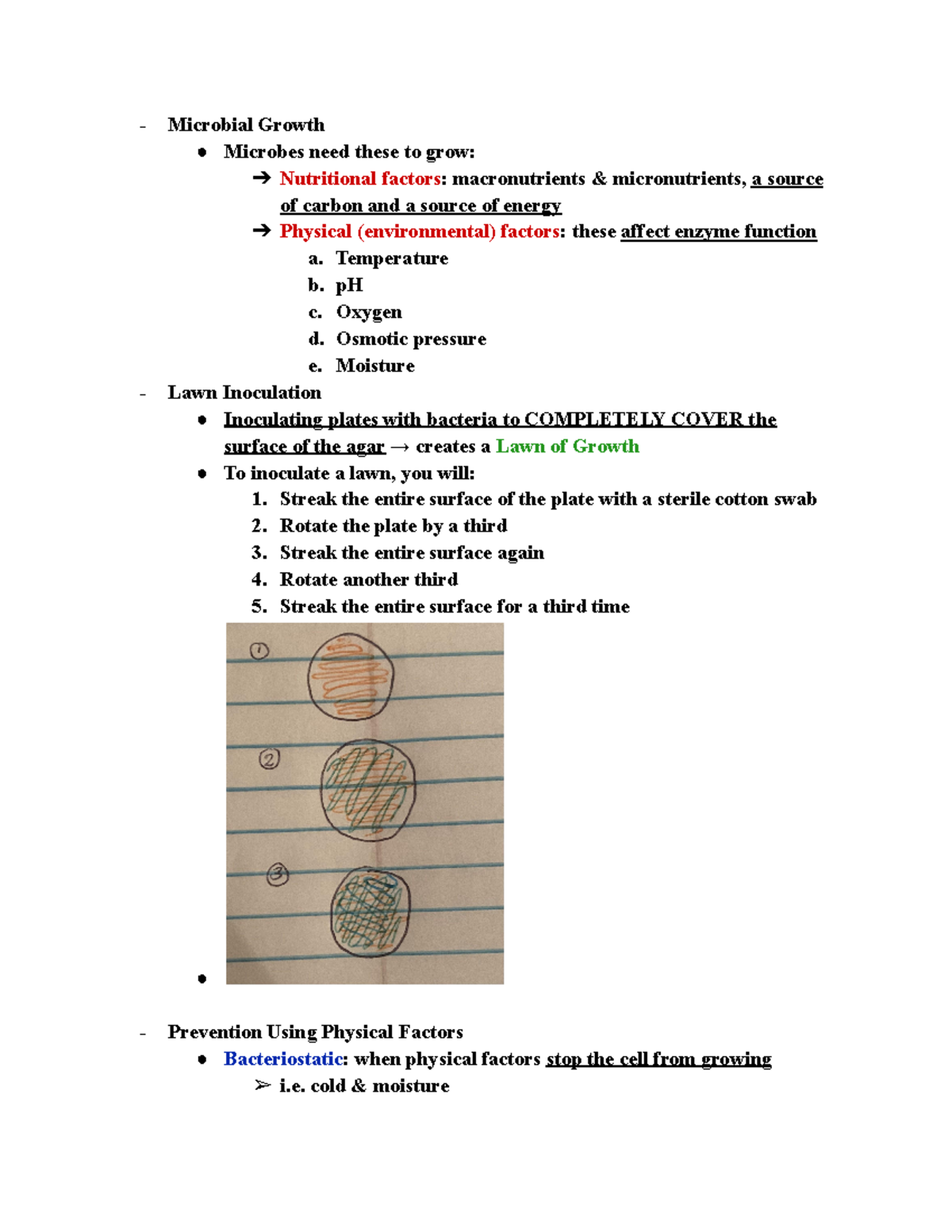 Lab 6 Notes Control of Growth - Microbial Growth Microbes need these to ...