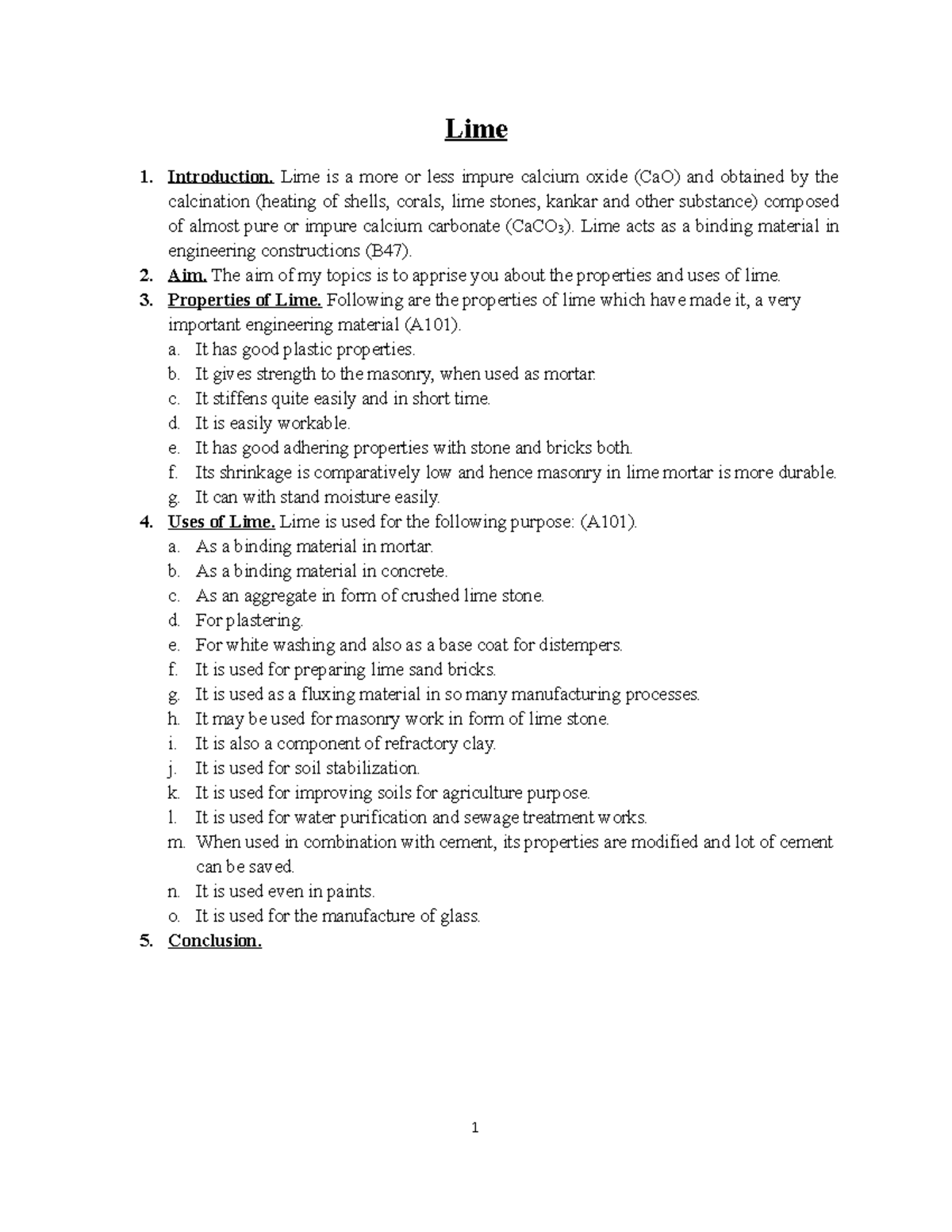 Lime - Lecture notes 4 - Lime 1. Introduction. Lime is a more or less ...