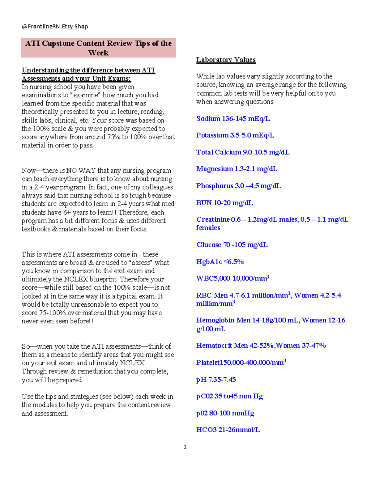 Weekly Tips ATICapstone - ATI Capstone Content Review Tips of the Week ...