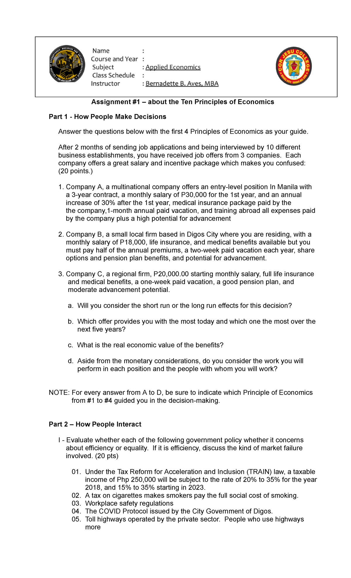 ME ten principles - Assignment #1 – about the Ten Principles of ...