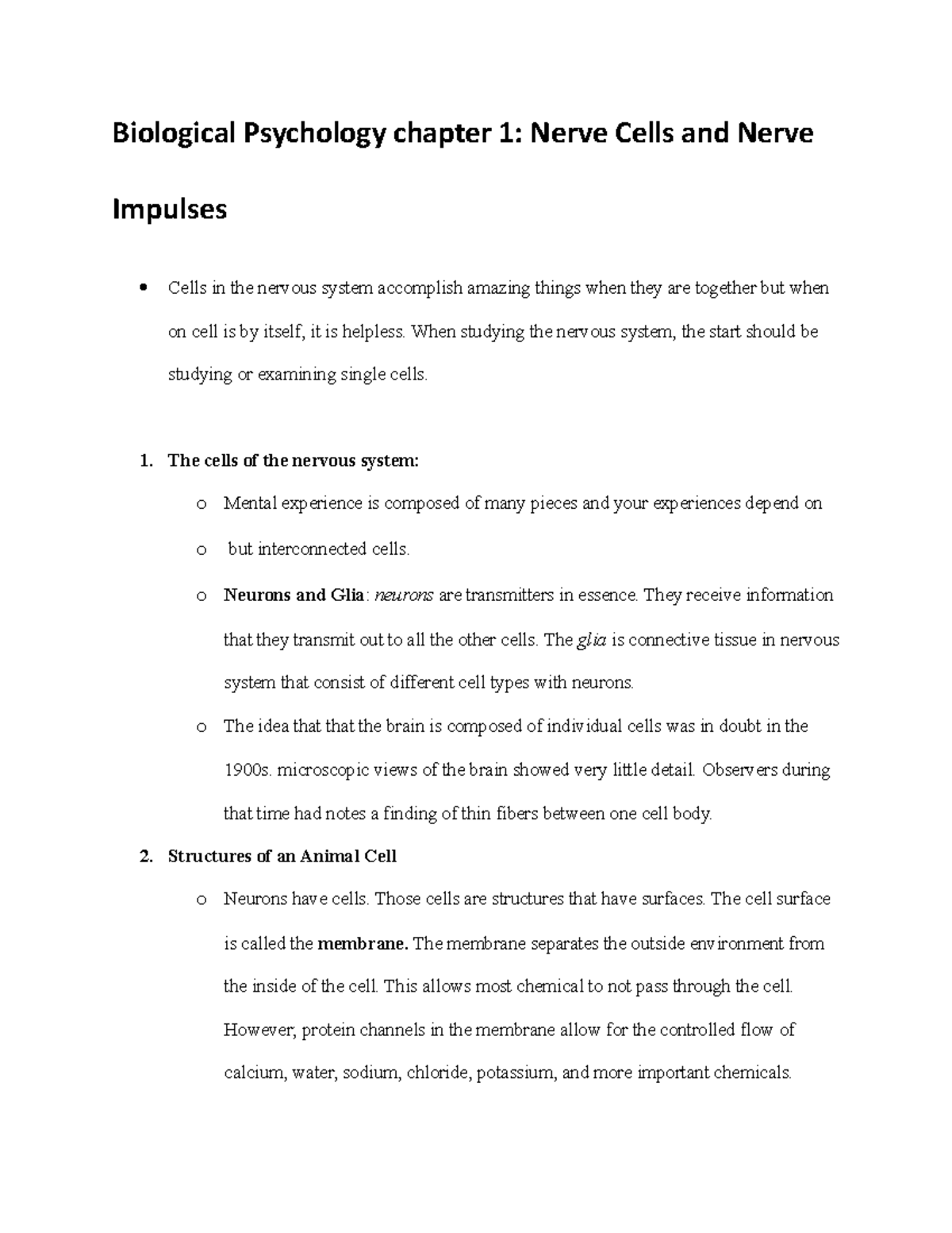 Biological Psychology continued - Biological Psychology chapter 1 ...