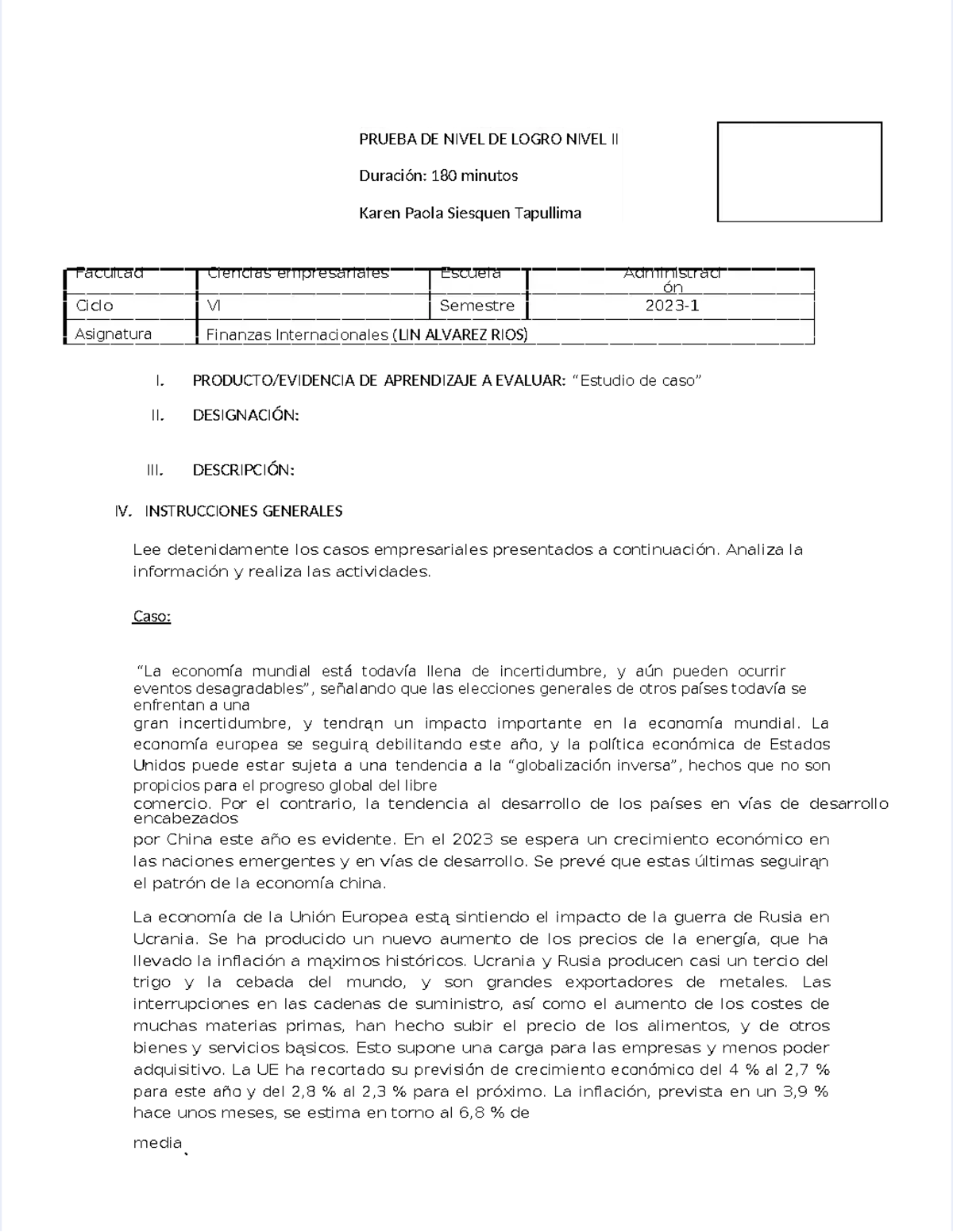 Pdf prueba de nivel de logro pnl ii nivel 2023 2 - PRUEBA DE NIVEL DE LOGRO NIVEL II Duración ...