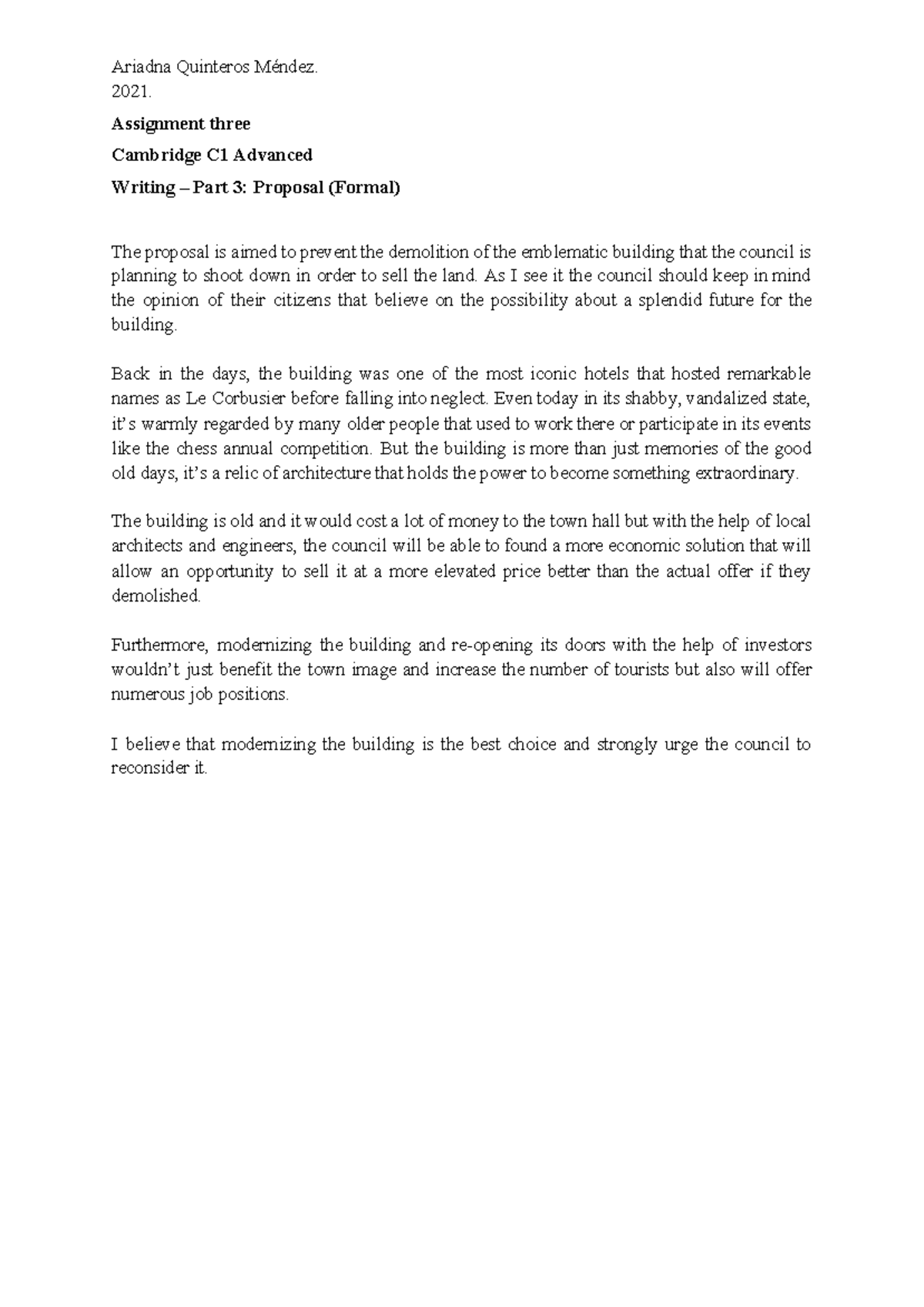 Assignment five Cambridge C1 Advanced Writing Ariadna Quinteros Méndez ...