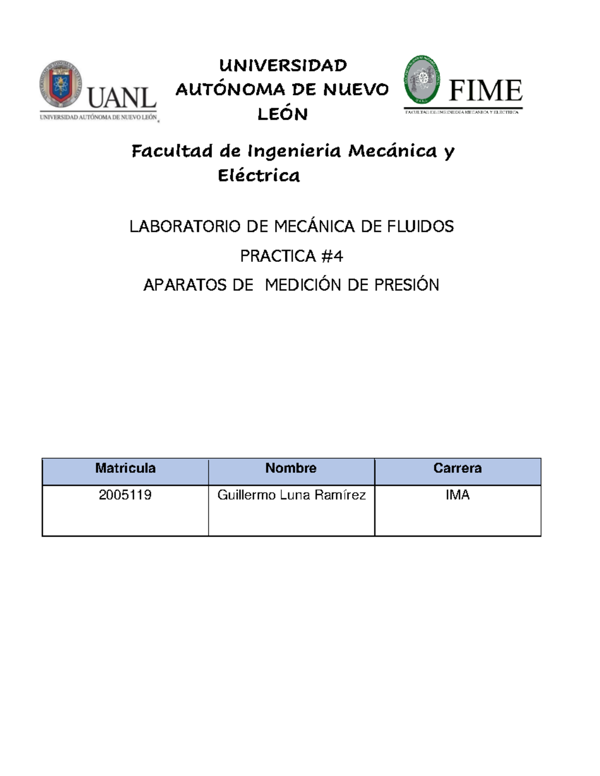 2005 119 Practica 4 MF - Mf lab - UNIVERSIDAD AUTÓNOMA DE NUEVO LEÓN Facultad de Ingenieria ...