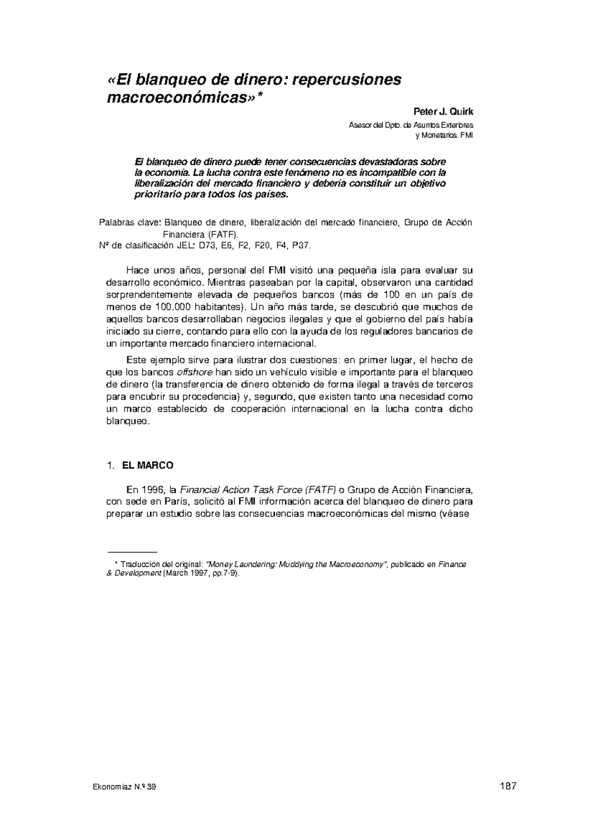 economía Peter J Quirk 1997 Maria Eelena - Economía General - UTP - Studocu
