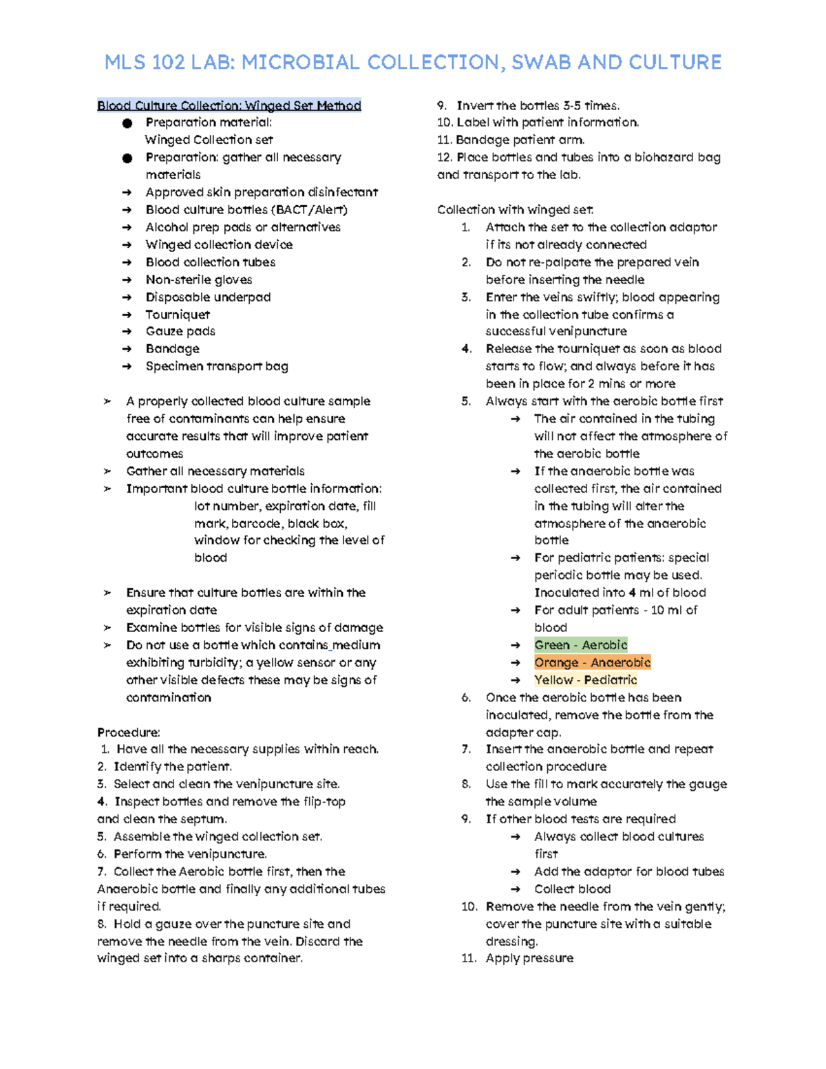 Microbial specimen collection - Blood Culture Collection: Winged Set ...