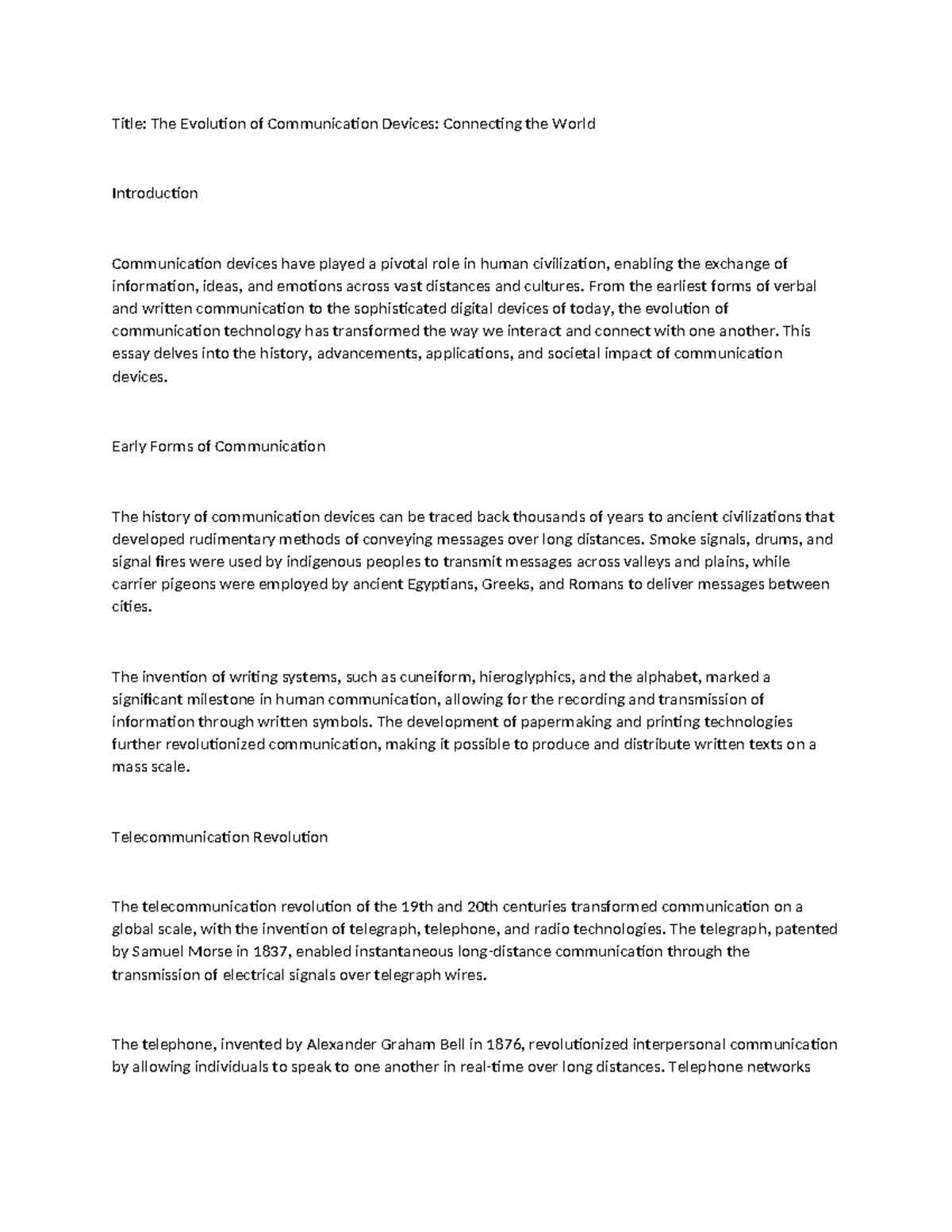 Evolution of Communication Devices - From the earliest forms of verbal ...