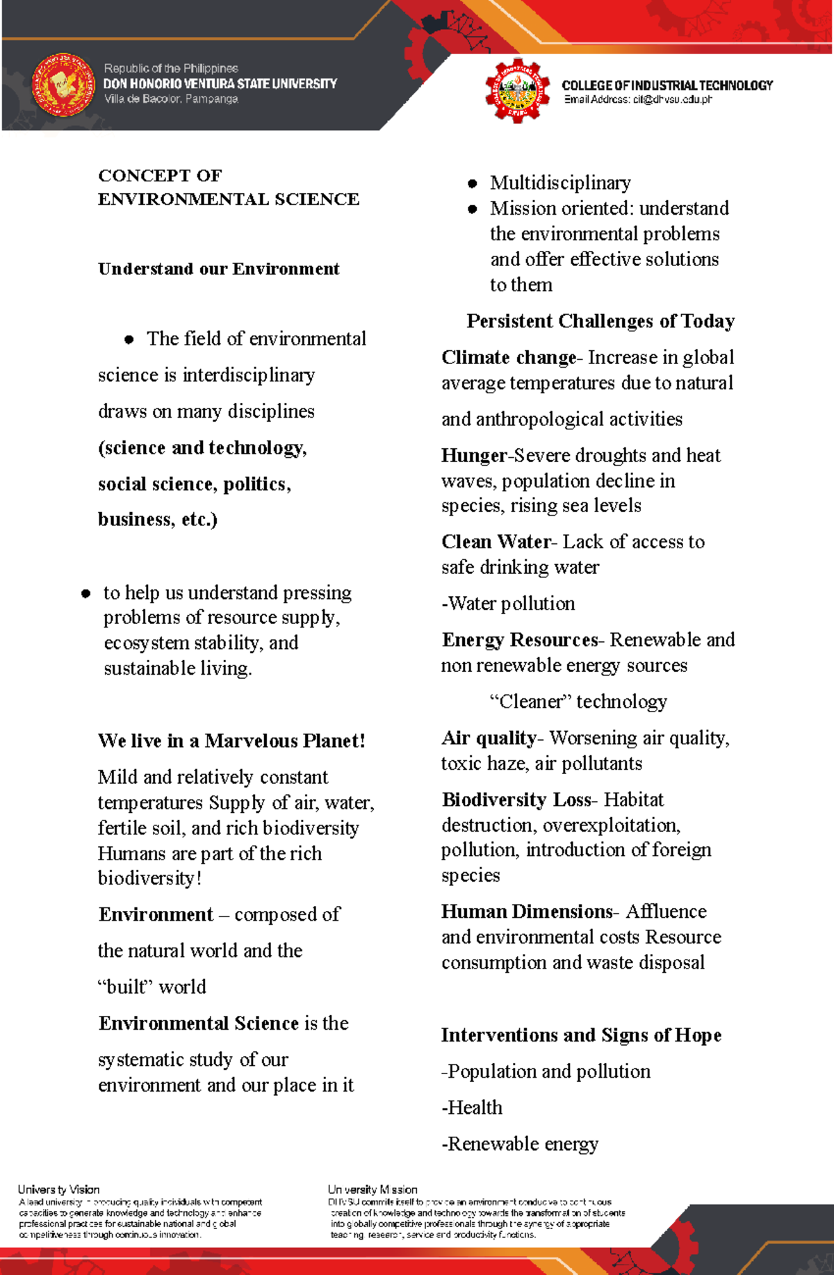 CES 313 - Concept of Environmental science - CONCEPT OF ENVIRONMENTAL ...