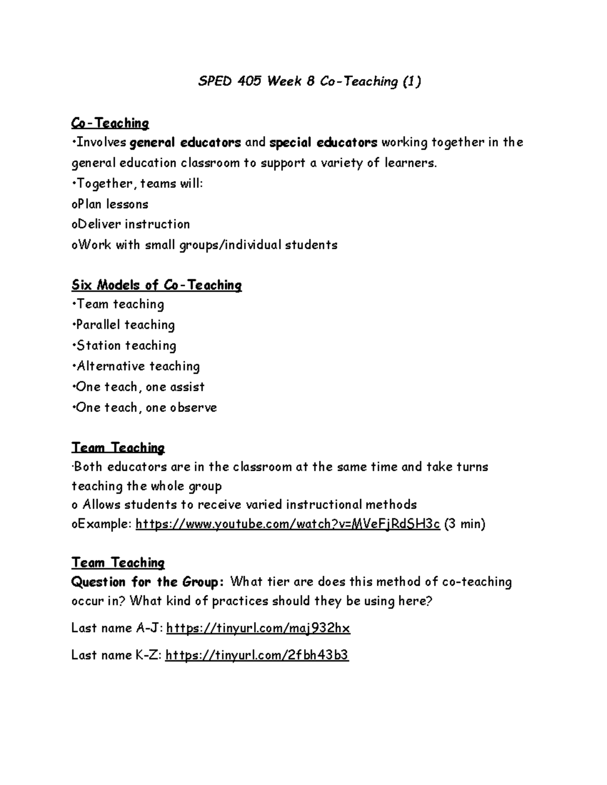 SPED 405 Week 8 Co-Teaching - SPED 405 Week 8 Co-Teaching (1) Co ...