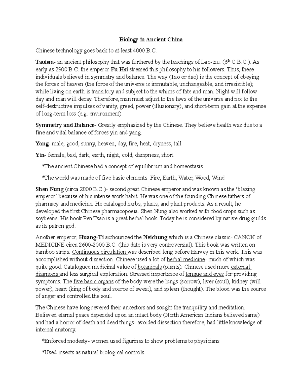 Biology in Ancient China - Biology in Ancient China Chinese technology ...