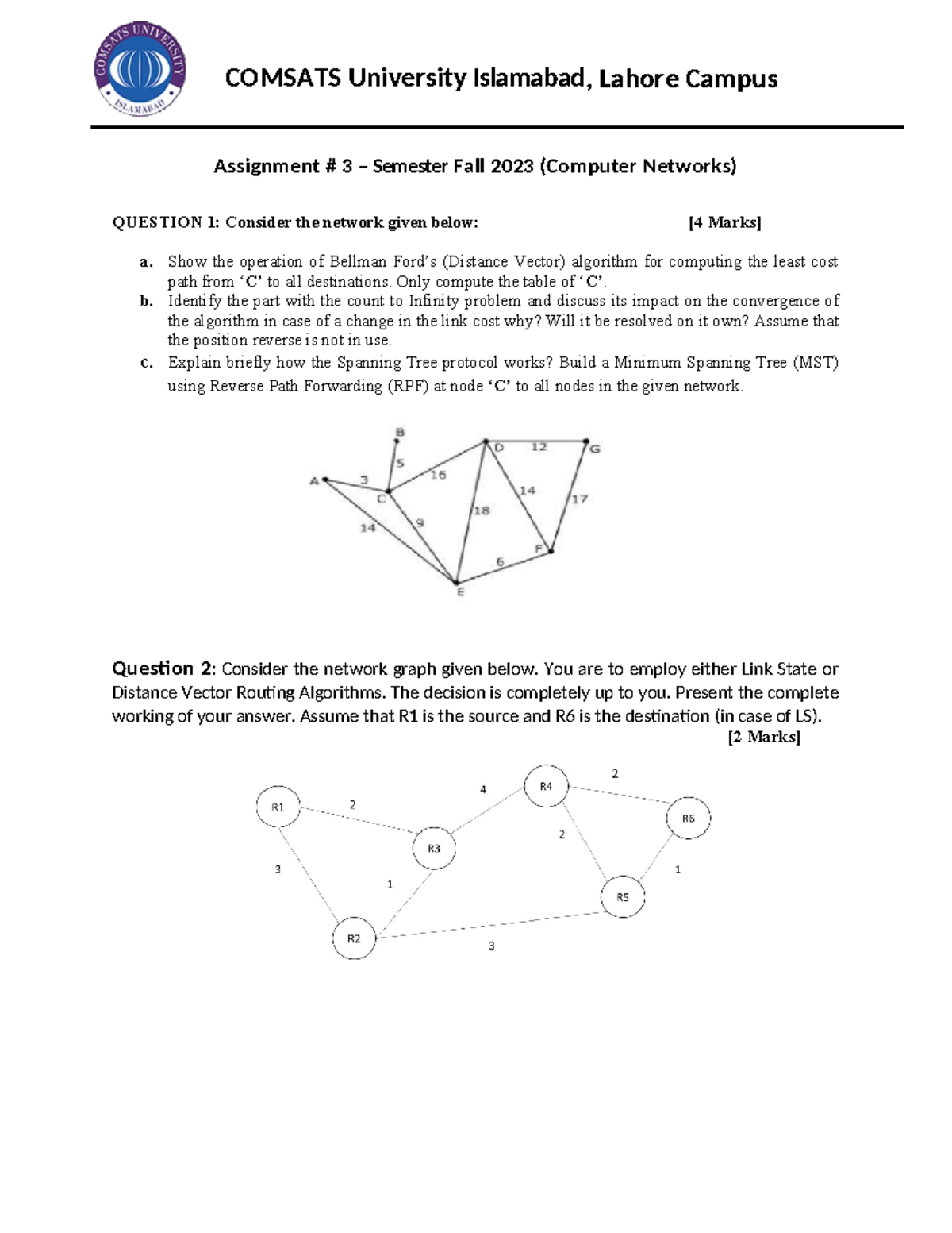 1 - Assignment # 3 Statement - COMSATS University Islamabad, Lahore ...